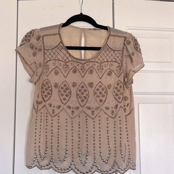 Tops | Dusty Rose Embroidered Sheer Top | Poshmark